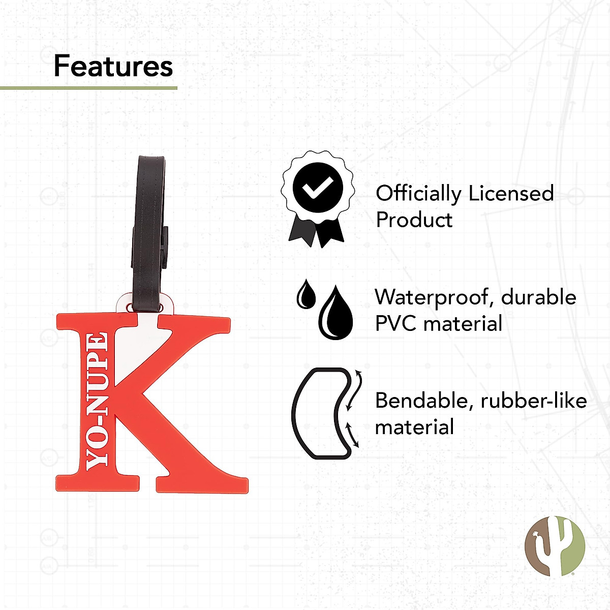 Desert Cactus Kappa Alpha Psi Luggage Tag PVC Yo-Nupe KAP Divine 9 Officially Licensed