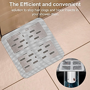 IURRDOP Disposable Shower Drain Cover Hair Catcher Mesh Stickers,50Pcs 4-Inch Disposable Floor Drain Stickers,Universal Sink Drain Cover for Human and Pet Hair - Ideal for Bathroom,Kitchen and Bathtub