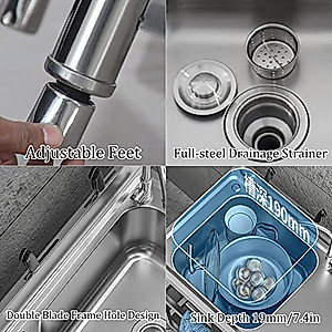 304 Stainless Steel Commercial Sink,Free Standing Kitchen Prep Station Single Bowl,Utility Sink With Faucet & Drainboard,Washing Hand Basin With Workbench & Storage Shelves Indoor Outdoor (Color : R