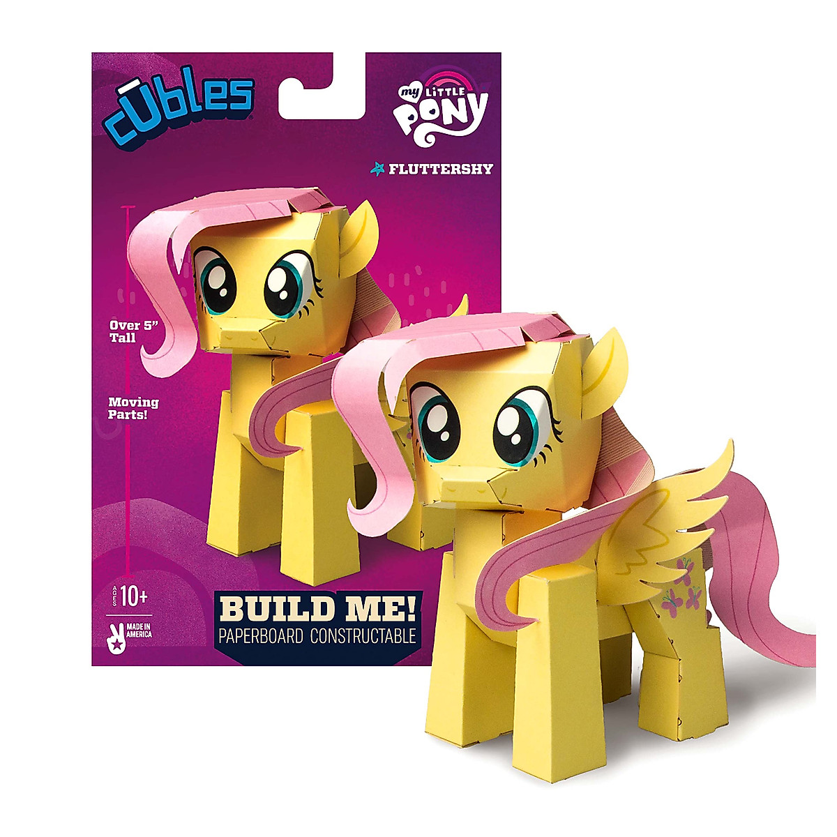 Cubles My Little Pony Series 1 3-Pack Twilight Sparkle, Applejack, Fluttershy - 3D Paperboard Constructable Set - Build-Your-Own, Ages 6 and Up – Over 5 Inches Tall - 100% Recyclable