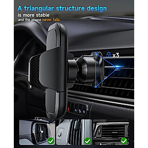 HEVEIS Phone Holder Car,Upgraded Metal Hook Clip Car Phone Holder for Car Vent,Thick Cases Friendly Cell Phone Holder Car,Suitable for Most Smartphones Black