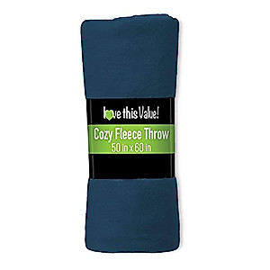 Imperial Home 50x60 Soft Fleece Throw Blanket, Throw Blanket for Couch, Travel, Bed, Room, Travel Essentials, Fleece Travel Blanket, Lightweight Blanket, Fall Blankets & Throws, Cozy Blanket (Navy)