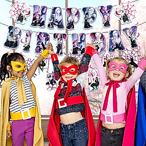Spider Girl Party Supplies Spider Gwen Happy Birthday Banner Hanging Swirls for Ghost Spider Birthday Decorations