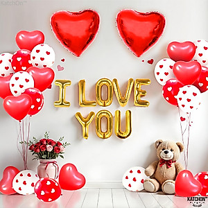 KatchOn, I Love You Balloons - Pack of 37 | Heart Balloons for Proposal Decorations, Happy Anniversary Decorations | Love You Balloon, Love Sign Balloon for Her, Romantic Decorations Special Night