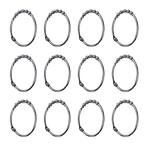 Zenna Home Rustproof Stainless Steel Oval Roller Shower Rings, Set of 12, Chrome
