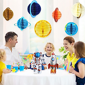 11 Pieces Outer Space Party Decorations Solar System Hanging Decorations Galaxy Planet Honeycomb Hanging Supplies 3D Rocket Astronaut for Kids Solar System Space Birthday Party Ceiling Ornaments Decor