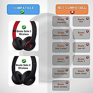 Earpad Cushions Cover Replacement for Beats Solo 2 Solo 3 Wireless On-Ear Headphone, Protein Leather Memory Foam Ear Cushions Cover (White)