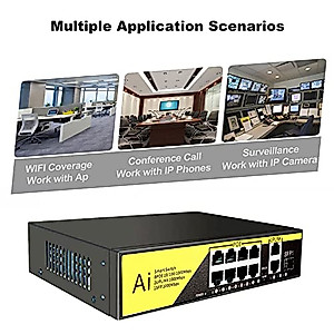 Link ROW08G 11 Port Gigabit PoE Ethernet Switch with 8 Port PoE 120W+2 Uplink+1 SFP Slots, Unmanaged Ethernet Splitter, Plug & Play,802.3AF, Fanless Quiet, Shielded Ports, Traffic Optimization