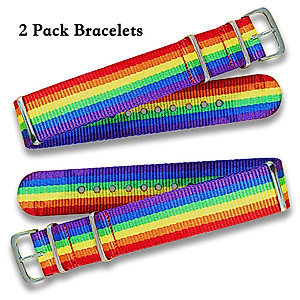 XGiGiX Rainbow Gay LGBTQ Pride Bracelets - 2Pcs Couple Adjustable Rainbow Watch Bands - Best LGBTQ Gift for Gay & Lesbian. Incoluded 5Pcs Tattoo Stickers.