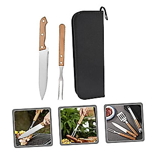 MUSISALY 1 Set Barbecue and Fork Tools Beef Fork Chef Carving Fork Poultry Serving Fork Kitchen Roast Fork Marshmallow Fork kit Meat Fork Travel Stainless Steel Outdoor