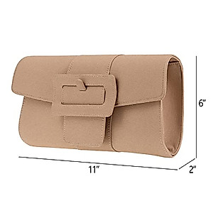 Synthetic Leather Belted Envelope Clutch, Beige1