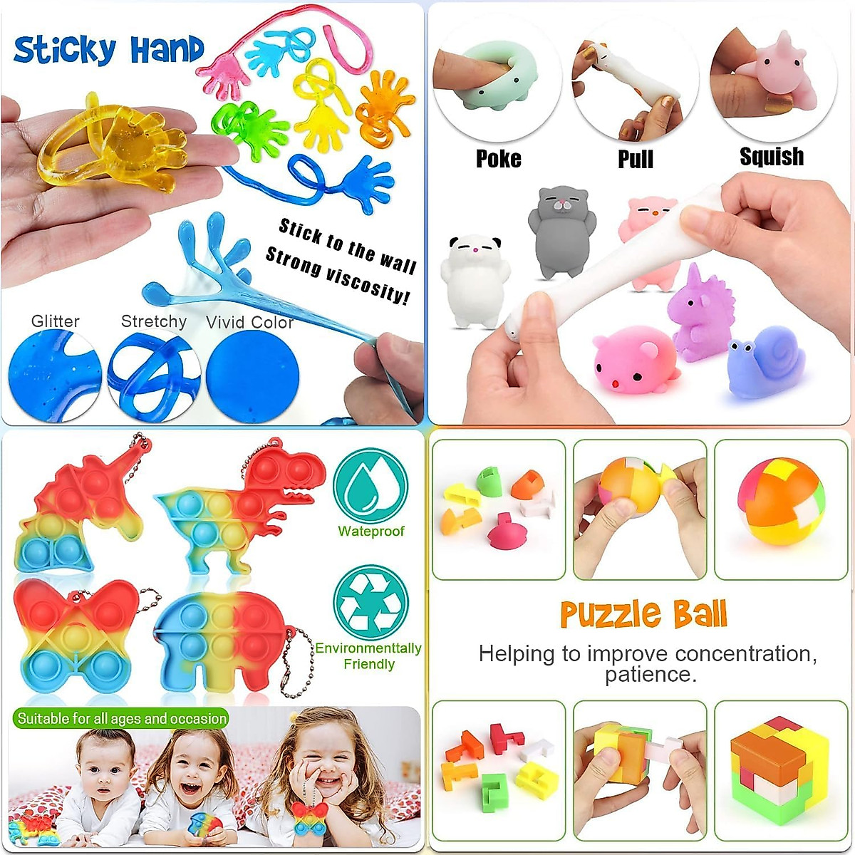 56 Pcs Party Favors for Kids 3-5 4-8 8-12, Treasure Chest Carnival Prize Box Toys for Classroom, Pinata Stuffers Goodie Bag Filler Easter Egg Fillers, Small Bulk Toys for Boys Girls Birthday Gift