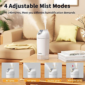 HandFan Small Humidifier, 500ml Portable Mini Humidifier Rechargeable, Battery Operated Personal Humidifier, for Bedroom, Office, Travel, Car, Plants(Grey)