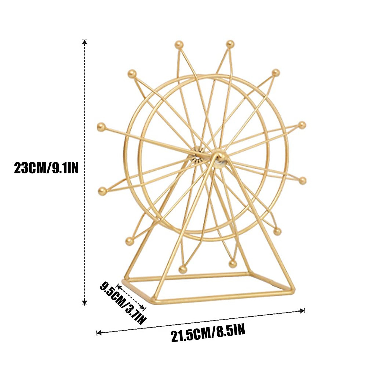Faddare Modern Ferris Wheel Ornament Tabletop Small Figurines Metal Art Home Decor Living Room Bookshelf Decorations Object(Gold Square Base)