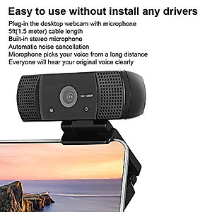 Zyyini Bindpo Mini Webcam with Stereo Microphone, USB2.0M HD 1080P Web Camera for PC Computer Laptop, Plug and Play, Streaming Webcam for SkypeZoomYouTubeWeChat (Black)