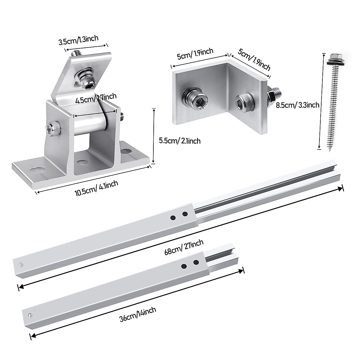 2 Sets Solar Panel Mounting Brackets, Adjustable Solar Panel Tilt Mount Mounting Rack Bracket Support 50W 100W 150W 200W 300W Solar Panels for RV, Roof, Boat, Yacht, Off-Grid Systems Any Flat Surface