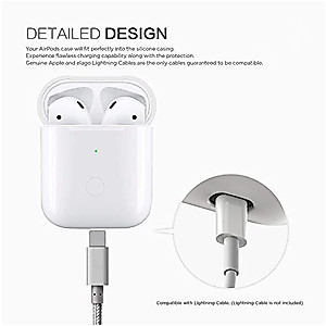 Avainaly Wireless Charging Case Compatible with AirPods 1/2 Generation, Wireless Air Pods 2nd Charging Case Replacement, Support Pairing and Sync, Without Earbuds(White for AirPods 1/2)