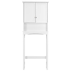 UTEX Bathroom Storage Over The Toilet, Bathroom Cabinet Organizer with Adjustable Shelves and Double Doors, White