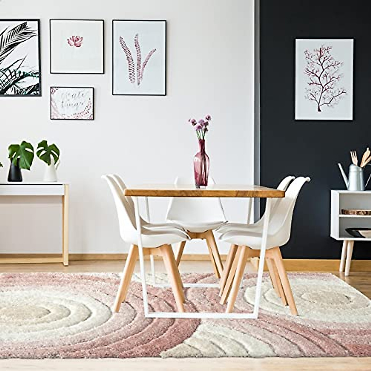 LUXE WEAVERS Pink 5x7 Shag Geometric Area Rug, Modern, Stain Resistant, Easy Indoor Rugs for Bedroom, Living Room