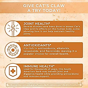 Cats Claw | USDA Organic Cats Claw Tincture | Cats Claw Liquid for Joint Support | Drop Supplement for Digestive Health | Herbal Blend for Immune Support | Vegan | Non-GMO | Gluten Free | 1 Fl Oz