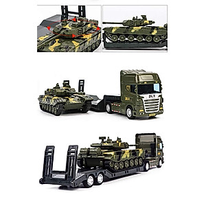 ZUKULIFE Military Vehicles and Army Battle Site Toys Flatbed Truck with Tank, Gift for 3 4 5 6 Year Olds Boys Kid Toddler Child