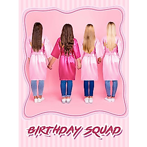 Jecery 7 Pcs Birthday Squad Robe Birthday Princess Robe Spa Party Supplies Unicorn Slumber Pajamas for Girls(Rose Red, Size 8)