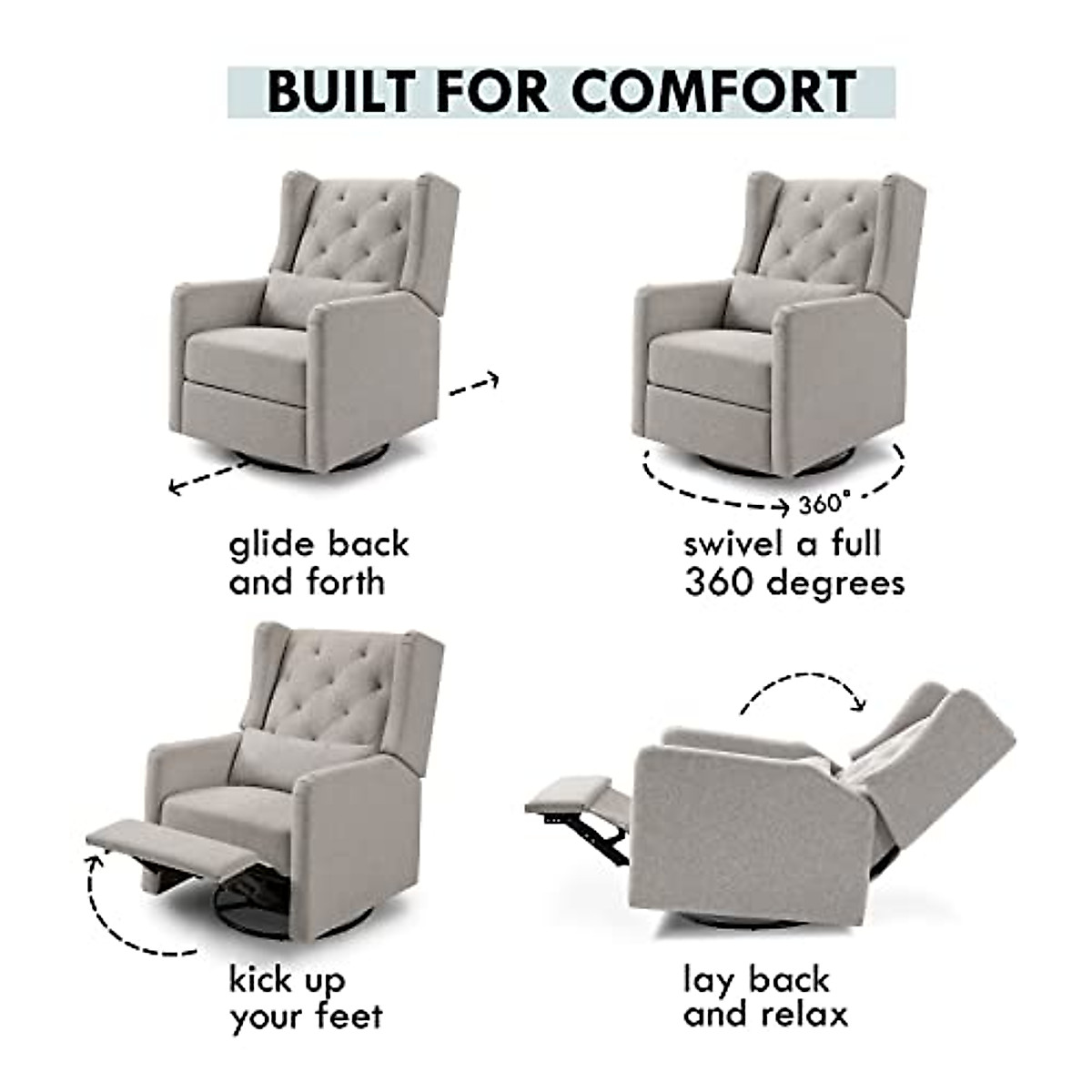 Everly Recliner and Swivel Glider in Eco-Performance Fabric | Water Repellent & Stain Resistant