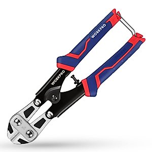 WORKPRO Mini Bolt Cutter 8-inch, Spring Loaded Wire Cutters Heavy Duty with Soft Anti-slip Handle, Small Bolt Cutter, Wire Cable Cutter, Spring Snips Clippers (Upgrade Grip)
