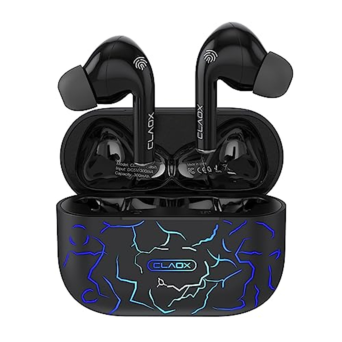 CLAOX Flash Wireless Earbuds, Active Noise Cancelling, Bluetooth Earbuds with Microphone, RGB Light Charging Case, IPX6 Waterproof, USB-C Fast Charge, 80Hrs Battery Life, for Gaming Sport & Work