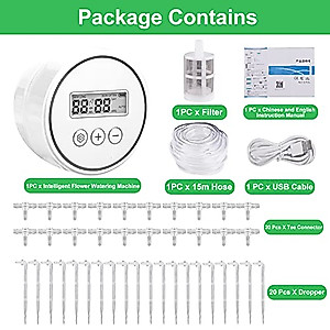 DIY Automatic Drip Irrigation Kit for 20 Potted Plants, Houseplants Self Watering System with 30-Day Digital Programmable Timer for Greenhouse Indoor Plants Vacation Plant Watering(Size:for 20 Pots)