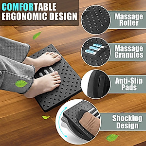 Gulymm Foot Rest for Under Desk at Work, Rocking Foot Stool Footrest, Ergonomic Footrest for Office Chair with Massage Surface, Foot Stool for Office Chair Home Travel Back Leg Pain Pressure Relief