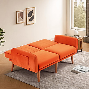 JOMEED 65" Velvet Loveseat Sofa,Modern Couch for Living Room,Futon Sofa Bed with Adjustable Backrest for Small Spaces,Dorm,Apartment