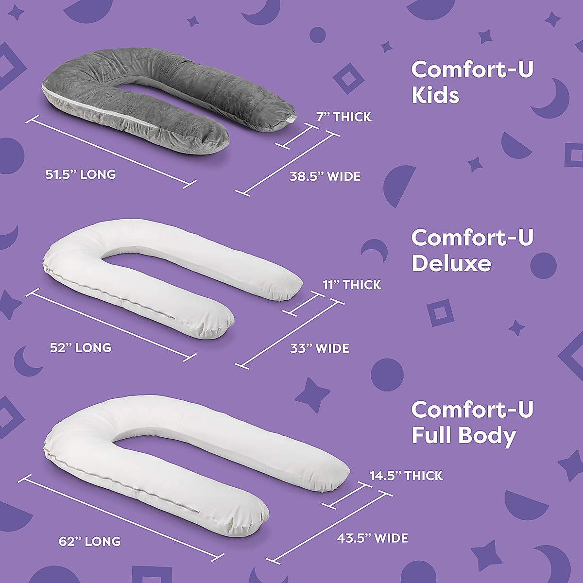 Moonlight Slumber Comfort-U Deluxe Pillow, Poly/Cotton Cover - Never Clumps, Firm, Hypoallergenic