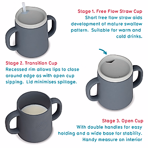 TUM TUM 3 way Baby Trainer Cup, Designed with Feeding Specialist, 180ml (Grey)