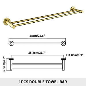 FCMLD Brushed Towel Racks Double Bar Stainless Steel Bathroom Accessories Wall Mounted