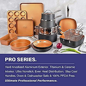 Gotham Steel Pro 20 Piece Pots & Pans Set | Hard Anodized Complete Cookware Set + Bakeware Set, Ultra Nonstick Ceramic Copper Coating, Chef Grade Quality, Metal Utensil Safe, Oven & Dishwasher Safe