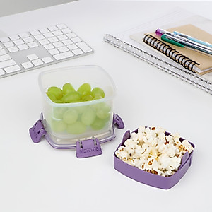 Sistema To Go Collection, 13.5 oz./0.4 L, Portable Snack Container with Separate Compartments, Flexible Seal & Easy-Lock Clips, BPA & Phthalate Free, Color May Vary