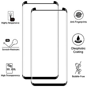 【2-PACK 】Coolpow Designed for Samsung Galaxy S9 Screen Protector Samsung S9 Screen Protector Tempered Glass Film, Case Friendly, Anti-Bubble, 3D Curved, Full Coverage, HD Clear【 NOTE： not for S9 Plus 】