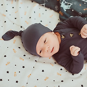 Nuzzly Baby Knotted Gown | Super Soft & Stretchy | Newborn Girl/Boy | Gender Neutral | Size 0-3 Months (Shadow)