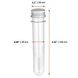 SINJEUN 80 Pack 45ml Clear Plastic Test Tubes with Caps, 25x140mm Bath Salt Tubes, Good Seal Test Tubes Containers with Screw Lip for Sample, Gumball, Candy, Scientific Experiments