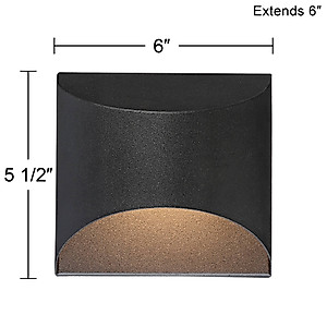 Possini Euro Design Ratner Modern Outdoor Wall Light Fixture Black LED Downlight Dark Sky 5 1/2" for Exterior Barn Deck House Porch Yard Patio Outside Garage Front Door Garden Home Roof Lawn