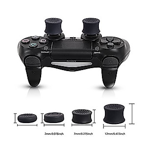 PS4 FPS Games Accessories Kit Anti Slip Silicon Analog Stick Thumb Grips Set with Trigger Extensions for Playstation 4 / Slim/Pro Controller (Black)