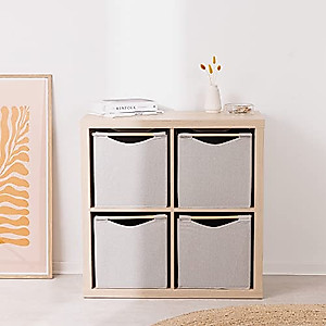 Navaris Foldable Storage Cubes (Set of 4) - 12x12x12 Storage Cube Bins Compatible with Kallax - Storage Bins for Shelf Unit Fabric and Wood Baskets