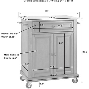 Crosley Furniture Compact Wood Top Small Rolling Cart with Shelves, Microwave Stand with Towel Rack, Mahogany