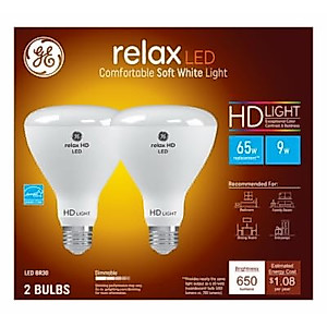 GE 93129938 Relax HD LED Light Bulb, BR30, 9 Watt, 2-Pk. - Quantity 1