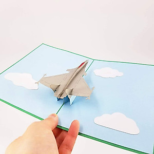 POP CARD EXPRESS Fighter Jet Birthday Card - Retirement Card, Birthday Card, Retirement Greeting Card, Thank You Card, Military Enthusiast (Fighter Jet Pop Up Card)