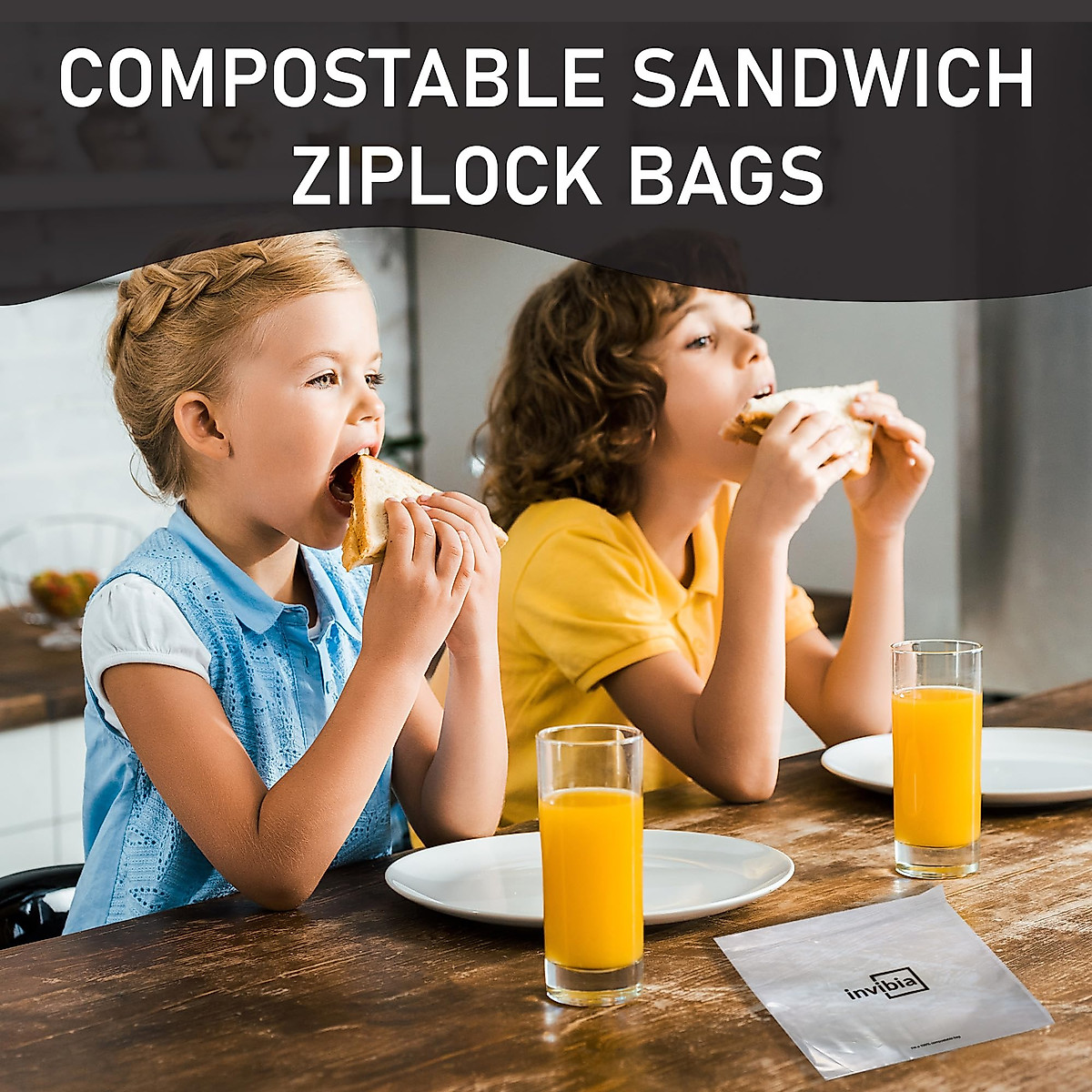 Perfect Compostable Sandwich Bags Ziplock | Resealable & Biodegradable Snack Bag for Food Storage | Eco-Friendly, Leak-Proof, Freezer Safe, Available Gallon | Durable Organic Compostable Bags