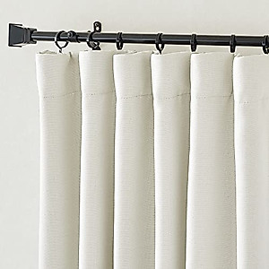 NICETOWN Room Darkening Faux Linen Curtains for Bedroom, Rod Pocket/Back Tab/Hook Belt Linen Burlap Light Blocking Noise Dampening Curtains for Living Room, Natural, W50 x L108, 2 Panels