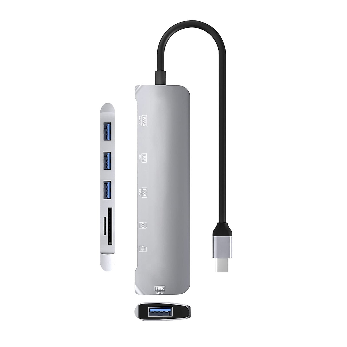 USB C to USB 3.0 Hub for iPad Pro 11/ iPad Mini/MacBook Air 6 in 1 Multifunction SD MicroSD Adapter for MAC