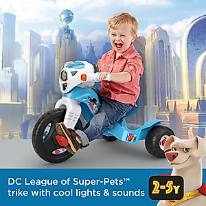 Fisher-Price DC League of Super-Pets Toddler Tricycle Lights &amp; Sounds Trike Bike with Handlebar Grips and Movie Phrases for Preschool Kids